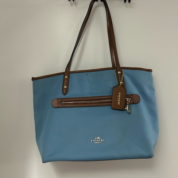 Coach | Bags | Coach Blue Tote Purse | Poshmark